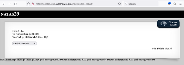 OverTheWire Natas Level 29 Walkthrough