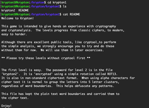 OverTheWire Krypton (Levels 0-9)