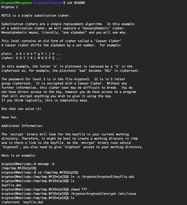 OverTheWire Krypton (Levels 0-9)