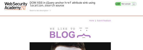 PortSwigger's "DOM XSS in jQuery anchor href attribute sink using location.search source ...