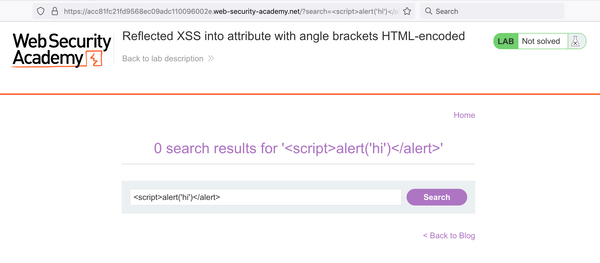 PortSwigger's "Reflected XSS into attribute with angle brackets HTML ...