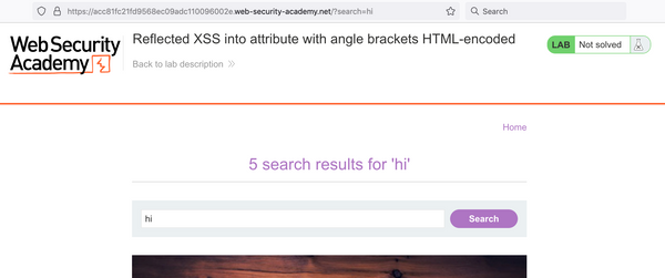 PortSwigger's "Reflected XSS into attribute with angle brackets HTML ...
