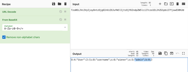 PortSwigger's "Modifying serialized objects" Walkthrough