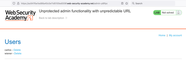 PortSwigger's "Unprotected admin functionality with unpredictable URL" Walkthrough