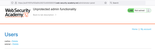 PortSwigger's "Unprotected admin functionality" Walkthrough