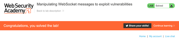 Portswiggers Manipulating Websocket Messages To Exploit Vulnerabilities Walkthrough 6721